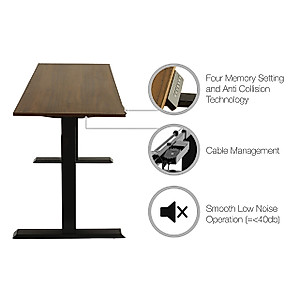 TechOrbits 47 Inch Electric Standing Desk Frame with Tabletop - Motorized Workstation Two Leg Stand Up Desk with Memory Settings and Telescopic Sit Stand Height Adjustment (Black Frame/Wood Brown Top