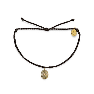 Pura Vida Bracelet Gold Sun Ray Charm Bracelet - Adjustable Bracelet with Waterproof Band, String Bracelet for Women - Stackable Bracelets, Handmade Braceletss - Black