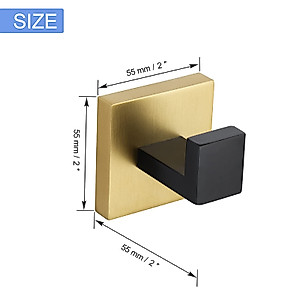 TNOMS 2 Pack Towel Hooks Gold Bathroom Coat Hook Robe Hook Stainless Steel Wall Mount Hook fit Bathroom Bedroom Kitchen Hotel Pool