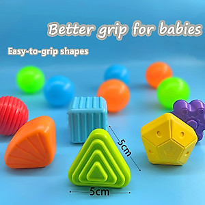 HOOLYUK Baby Shape Sorting Toy, Sensory Sorting Bin with Elastic Bands, Bands Colorful Shapes Sorter Sorting for Ages 12 Months and Up (12pcs)