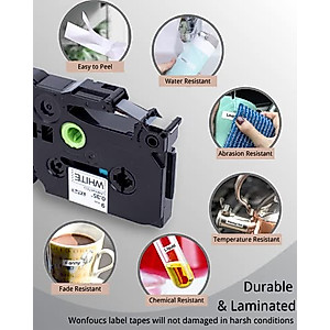 9mm 0.35 Inch Laminated White TZ Tape Replace for Brother TZe-221 TZe221 PTouch Label Tape Compatible with Brother P-Touch Label Maker PT-D210 PT-D220 PT-H103W PT-1890 PT-D600 PT-D410, 4-Pack