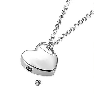 Gisunye Cremation Urn Necklace for Ashes Urn Jewelry,Forever in My Heart Carved Locket Stainless Steel Keepsake Waterproof Memorial Pendant for mom & dad with Filling Kit… (Customize)