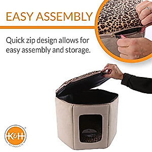 K&H Pet Products Thermo-Kitty Sleephouse Heated Pet Bed Tan/Leopard 12" x 17" 4W
