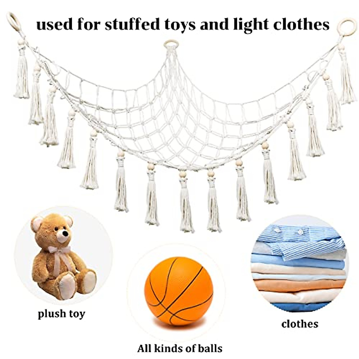 Rousytn Stuffed Animal Hammock Plush Toy Hammock Stuff Animals Organizer Storage Large Corner Plush Toys Net Holder Toy Hammock for Bedroom, Nursery