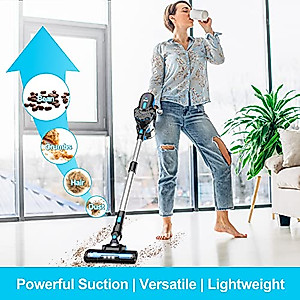 INSE Cordless Vacuum Cleaner, 6-in-1 Powerful Cordless Stick Vacuum, 45 mins Runtime, Ultra-Quiet, Lightweight, Rechargeable 2200mAh Battery, Versatile Vacuum Cleaner for Pet Hair Hard Floor Car Home