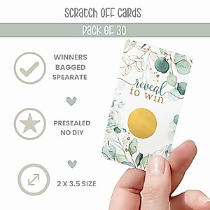Gold & Greenery Scratch Off Game Cards (30 Pack) - Fun Bridal Shower Games, Modern Wedding Activities, Lottery Tickets for Door Prizes, Raffle Drawings, Instant Win Scratchers, Baby Shower Favors