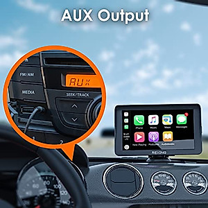 RexingUSA W1 Multimedia Receiver - 7” HD Touch Screen Wireless Carplay Android Auto, Bluetooth, WiFi, Auto Connect, Backup Camera, FM Transmitter, Portable Car Stereo