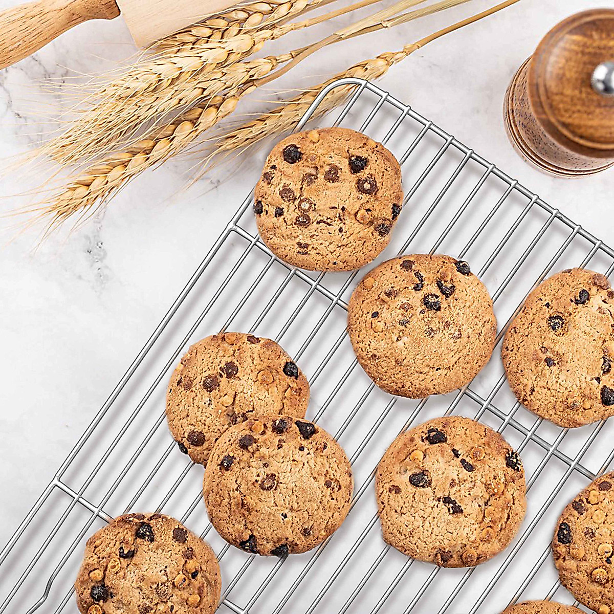 Herogo Cooling Rack Set of 2, Stainless Steel Large Baking Oven Rack, 16.5" x 11.5" Fit Half Sheet Pan, Bacon Cake Cookies Rack for Cooling Grilling Roasting, Rust Resistance