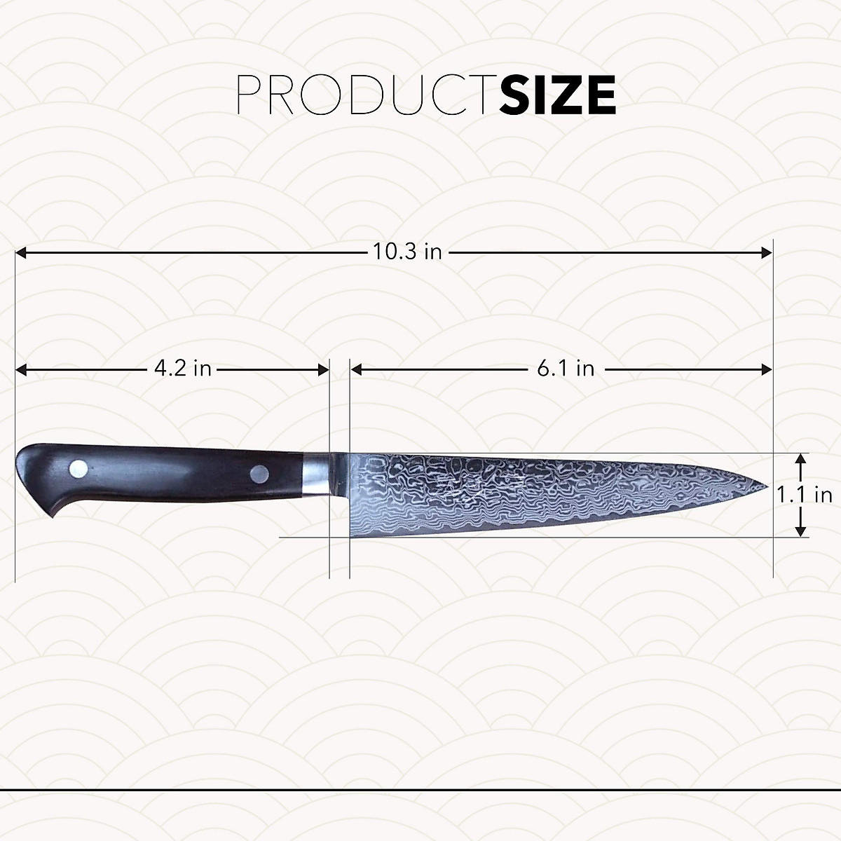 JCK ORIGINAL Kagayaki Japanese Chef’s Knife, KGRP-1 Professional Petty Knife, Polished Patterned Damascus Stainless Steel with Ergonomic Black Pakka Wood Handle, 5.9 inch