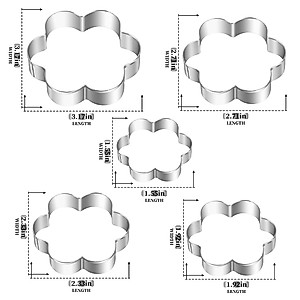 Gtmkina Flower Cookie Cutter Set,5 Pieces Stainless Steel Small Biscuit Cutters Flower Shaped Mousse Mold for Kids Holiday Birthday Party
