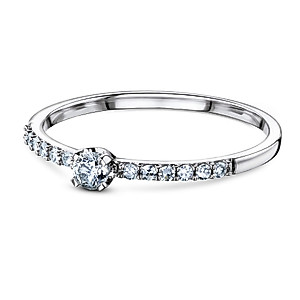 Kobelli Low Petite Diamond Promise Ring 10k White Gold, 6