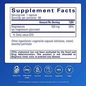 Pure Encapsulations Magnesium (Glycinate) - Supplement to Support Stress Relief, Sleep, Heart Health, Nerves, Muscles, and Metabolism* - with Magnesium Glycinate - 360 Capsules