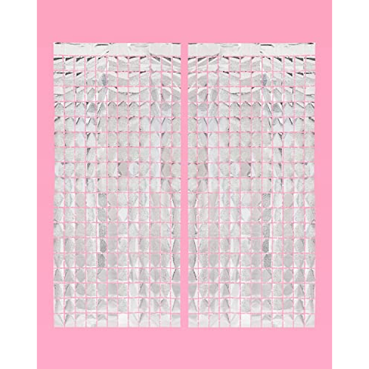 xo, Fetti Party Decorations Silver Iridescent Square Foil Curtain - Set of 2 | New Years Eve 2023, Bachelorette Backdrop, Wedding, Square Birthday Photo Booth