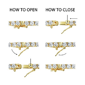 4mm Yellow Gold Tennis Neklace, GMESME 18K Gold Plated 4.0mm Cubic Zirconia Classic Tennis Necklace 16 Inch