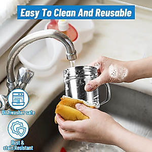 2 Pcs Powdered Sugar Shaker Duster with Handle, Stainless Steel Fine Mesh Shaker Powder Cans with Plastic Lid, Sifter Dredge Shaker for Powder Sugar Cinnamon Cocoa Pepper Coffee Flour