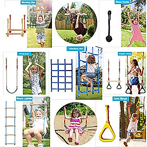 TUAHOO 600lbs Ninja Obstacle Course for Kids Backyard - Ninja Training Obstacles 50' Slackline Kits - Outside Line Ninja Kids Playset with Swings, Monkey Bars, Gym Rings, Rope Ladder, Climbing Net