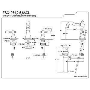 Kingston Brass FSC1978ACL American Classic Widespread Bathroom Faucet, 5-5/16" Spout Reach, Brushed Nickel