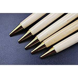 JASON YUEN 5PCS PACK Wooden Eco pen White wood ballpoint pens with gold accessories (Model A, 5PCS WHITE WOODEN)