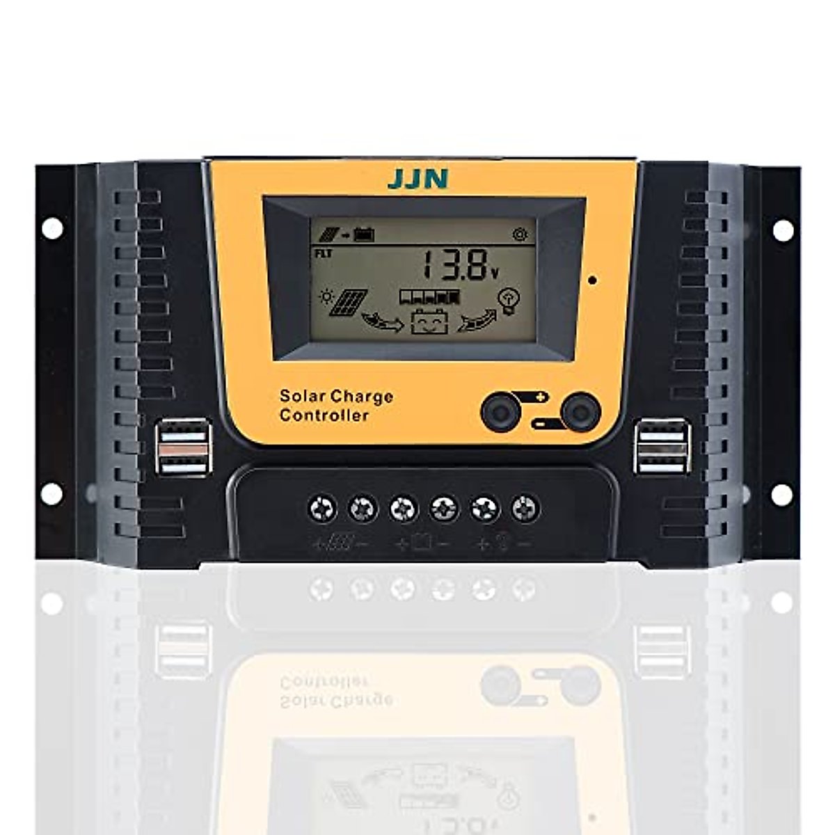 JJN 30A Solar Charge Controller 12V/24V/36V/48V Solar Panel Regulator with Adjustable LCD Display Dual USB Port Timer Setting PWM Auto Parameter