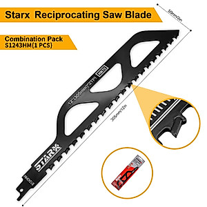 Starx 12" Masonry Reciprocating Saw Blade-2 TPI Demolition Masonry Tungsten Carbide Saw Blades for Cutting Red Brick, Lightweight Brick, Fiber Cement, Aerated Concrete, Porous Concrete, Cinder Block