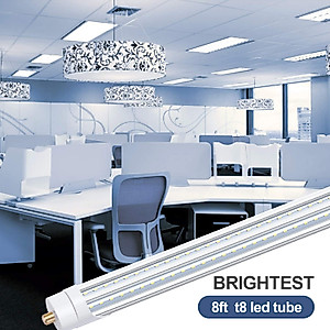 LIGHEART T8 8 Foot LED Shop Light, 90W 10000LM LED Light Tube, Single Pin FA8 Base, Cool White 6000K,V Shaped LED Tube Light, 96" LED Bulb Light Replacement for 8Ft Fluorescent Fixtures(10Pack)