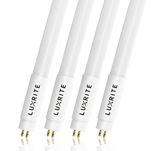 LUXRITE 4FT T5 LED Tube Lights, Type A+B, 24W=54W, 5000K Bright White, 45.78", Ballast and Ballast Bypass Compatible, Single or Double End Powered, F54T5 Fluorescent Replacement, Damp Rated (4 Pack)