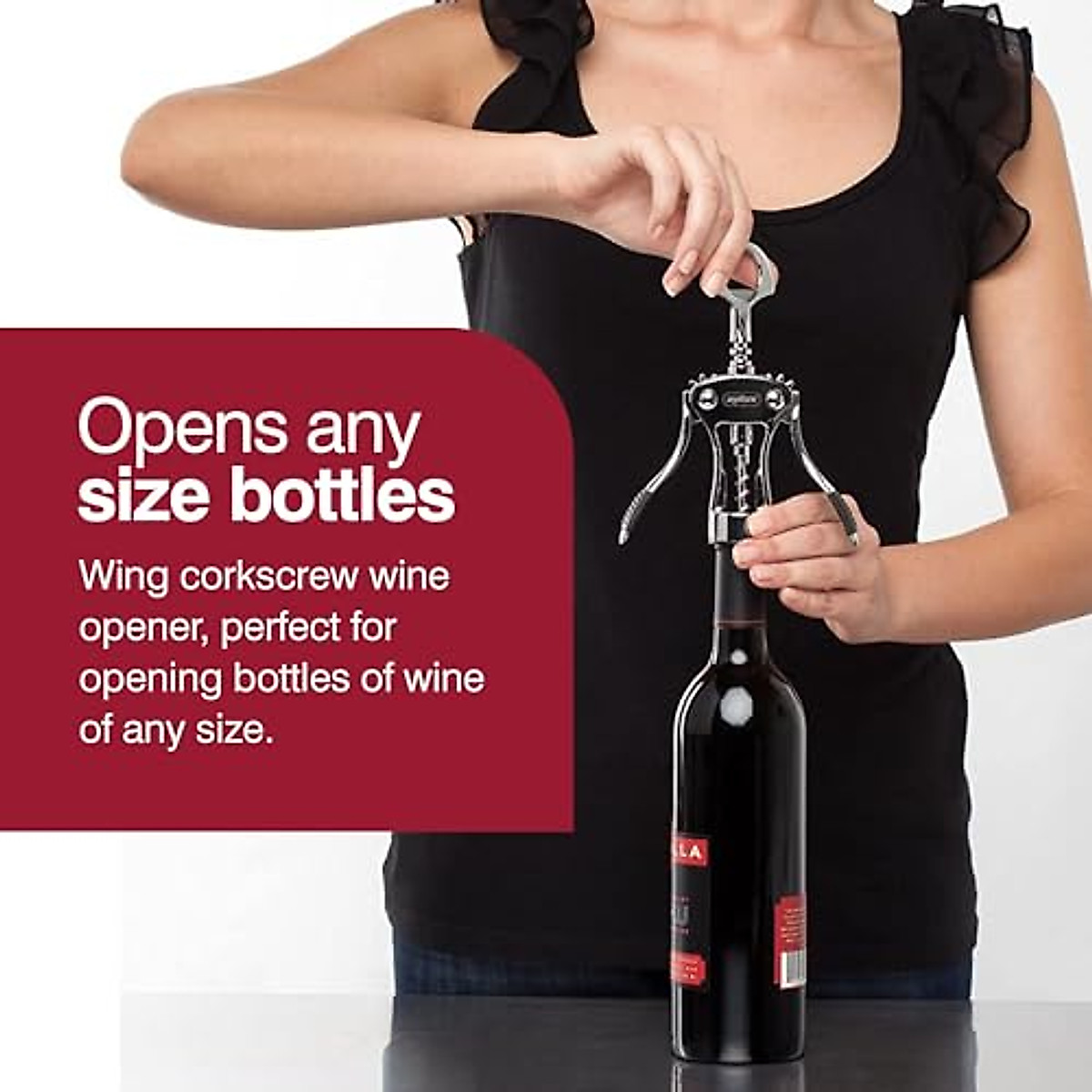 Zyliss Stainless Corkscrew & Bottle Opener - Wine Corkscrew & Beer Bottle Opener with Rubber Handles - Dishwasher-Safe Kitchen Tool & Gadget