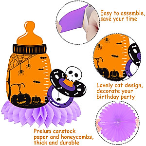 Halloween Baby Shower Honeycomb Centerpieces 14Pcs A Baby is Brewing Baby Shower Decorations Halloween Ghost Pumpkin Table Centerpieces for Gender Reveal Party Supplies
