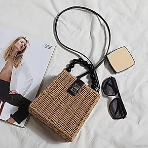 NIBD Handwoven Square Straw Rattan Bag Shoulder Wicker Purse Small Box Woven Bali Womens Crossbody Bag