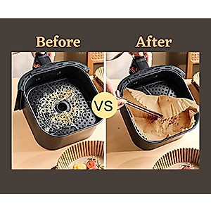 (100 pcs) Air Fryer Liners 7.9 Inches Square, Disposable Parchment Paper Liners| Compatible with Cosori, Chefman, Ninja, etc.| Easy Cleanup| AirFryer Liner Baskets| Essential Air Fryer Accessories