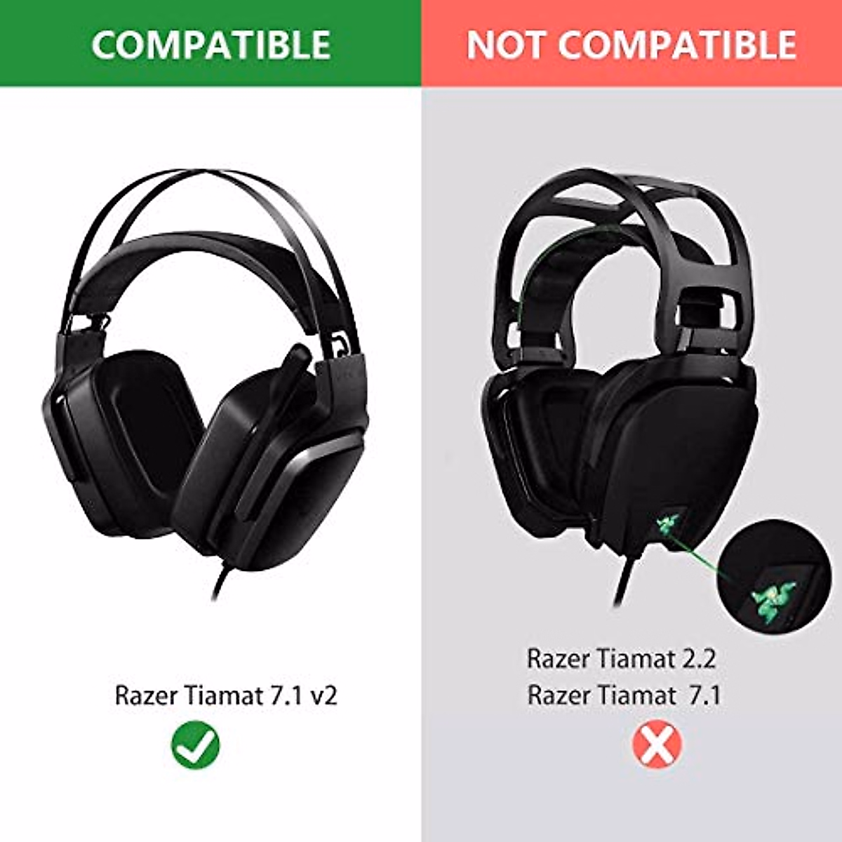 Alitutumao Protein PU Ear Pads Replacement Earpad Ear Cushion/Ear Cups/Ear Cover Compatible with Razer Tiamat 7.1 V2 Headset Headphones Earpads Repair Parts