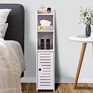 Aomomery Small Bathroom Storage Cabinet,Toilet Paper Stand for Small Spaces,4 Tier Design Slim Storage Cabinet,Waterproof Toilet Storage Cabinet,(Light Lavender)