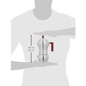 Alessi MDL02/3 R Pulcina Stove Top Espresso 3 Cup Coffee Maker in Aluminum Casting Handle And Knob in Pa, Red