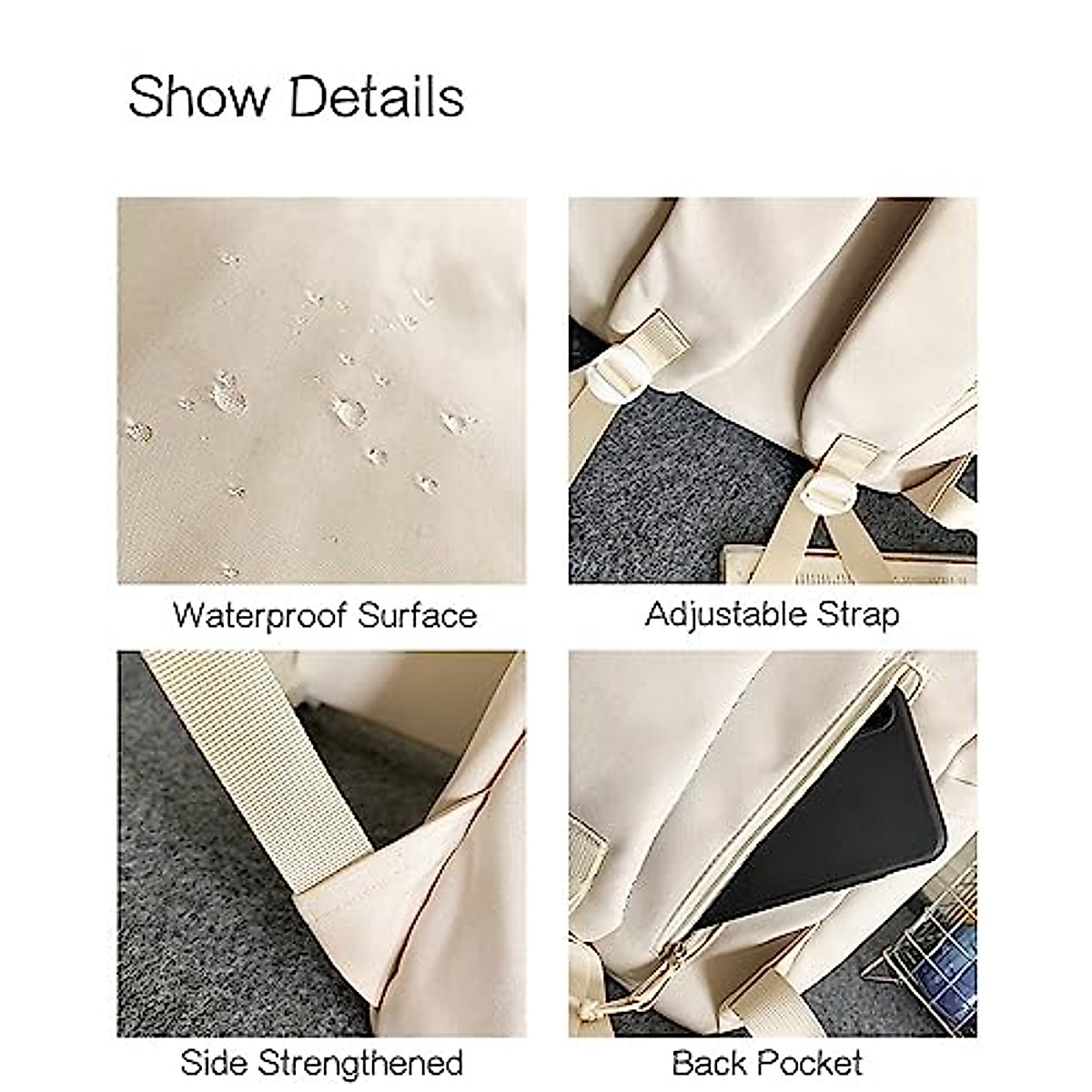 JHTPSLR Preppy Backpack Plush Stars Patchwork Preppy Backpack Y2K Aesthetic Backpack Double Layer Book Bags Backpack Supplies (Black)