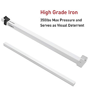 SecurityMan Sliding Door Security Bar - Dual Use as Patio Door Security Bar or Window Security Lock with Anti Lift Safety - Child Proof and Adjustable 19"-51" - Constructed of High Grade Iron - White
