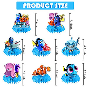 Sea Animal Party Decorations, 8pcs Sea Animal Decorations Honeycomb Centerpieces, Sea Animal Table Decorations,3D Double Side Centerpiece for Birthday Party