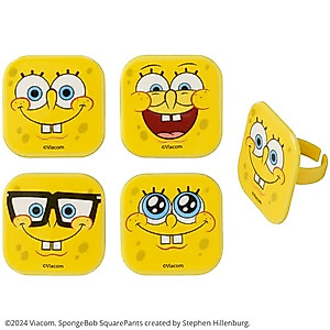 DecoPac SpongeBob SquarePants™ Mood Faces Rings, SpongeBob Cupcake Decorations Featuring SpongeBob SquarePants, Yellow - 24 Pack