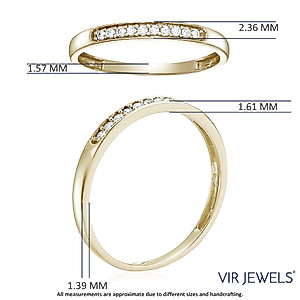 Vir Jewels 1/10 cttw Diamond Wedding Band for Women, 10K Yellow Gold Wedding Band with 10 Stones Prong Set, Size 9.5