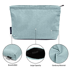 MAANGE Small Makeup Bag For Purse, Travel Cosmetic Bag Makeup Pouch Corduroy Portable Versatile Zipper Pouch For Women (GREEN)