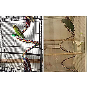 3 PCS Bird Perch Toy Set, Parrot Stand Platform, Bird Rope Swing Climbing Toy, Parrot Paw Grinding Perch Stick Cage Accessories for Parakeet Lovebird Cockatiel Finch Conure Exercise Training Toys
