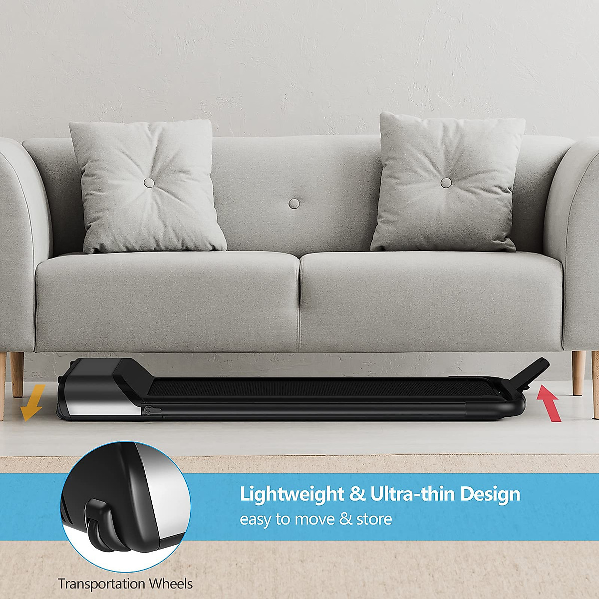 GYMAX Folding Treadmill, Installation-free Walking/Running Pad with LED Monitor & Removable Phone Holder, Quiet Shock Absorbing Running Machine for Home Gym Small Space Workout Fitness