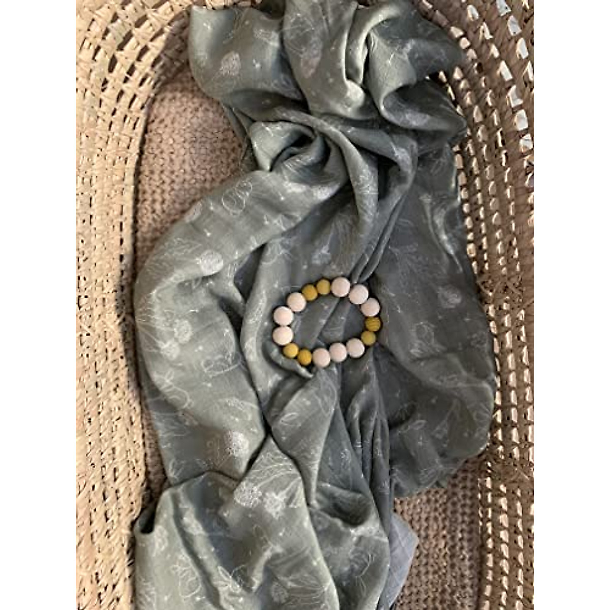 Leyl&Ari Muslin Swaddle Blanket (Sage/Bunny & Dandelion)