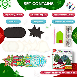 DIY Magnet & Diamond Art Christmas Ornaments for Kids Set - Makes 8pcs - Christmas Crafts for Kids - Diamond Art Kits for Kids - Kids Diamond Art Kits - Christmas Ornament Kits -Ornament Kit