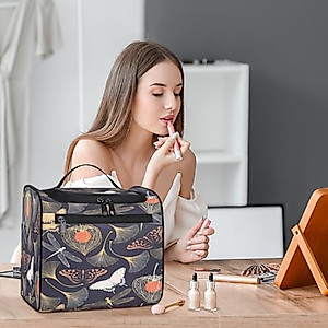 XMNYGJ Dragonfly Butterfly Leaf Hanging Toiletry Bag for Men Women Travel Cosmetic Makeup Organizer Bag Water Resistant Large Portable Wash Case for Accessories, Toiletries, Cosmetics