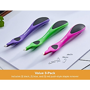 Bostitch Office Professional Magnetic Easy Staple Remover Tool - 3 Pack Neon Colored Staple Puller Stick for Office Home & School.