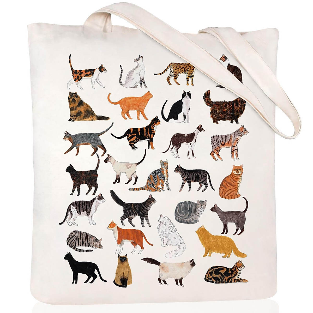 Andeiltech Canvas Tote Bag for Women Fun Cat Aesthetic Tote Bag with Inner Pocket Cats Shoulder Book Bag Gift Shopping Reusable Grocery Bags