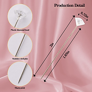 100 Pcs Diamond Pins for Flower Bouquet 2 Inch Corsage Pins Rhinestones Flower Pins Straight Pins for DIY Crafts Crystal Bouquet Holder for Wedding