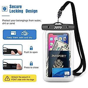 JOTO Floating Waterproof Phone Holder Pouch, Float Universal Waterproof Case for iPhone 14 13 12 11 Pro Max XS XR 8 7 Galaxy Pixel Up to 7’’, IPX8 Underwater Cellphone Dry Bag for Beach -2 Pack,Clear
