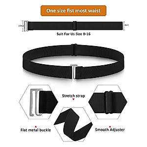 SATINIOR 2/3/4 Pack Women Elastic Stretch Belt Invisible Belts with Flat Buckle for Jeans Pants Dresses(Black,4 Pack)
