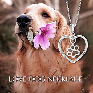 CTIEIP 0.15cttw Natural Diamonds Paw Pendant Necklace in Sterling Silver For Women,Diamond Necklace For Dog Lovers (I2-I3 Clarity)